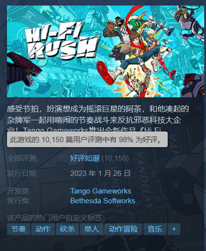 《HiFi RUSH》Steam評價破萬 好評率98％依舊堅挺！ - 遊戲 - iNewsDB 日日新聞．掌握每日新鮮事