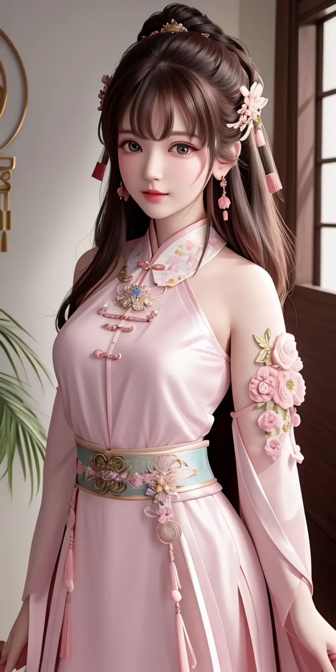 （ai繪畫）粉裝古風美女二（1） 