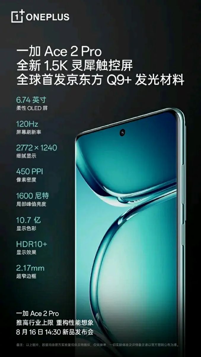 全球首發國產新屏幕！一加Ace2 Pro官宣：用上京東方Q9+發光材料！ - 數碼 - iNewsDB 日日新聞．掌握每日新鮮事